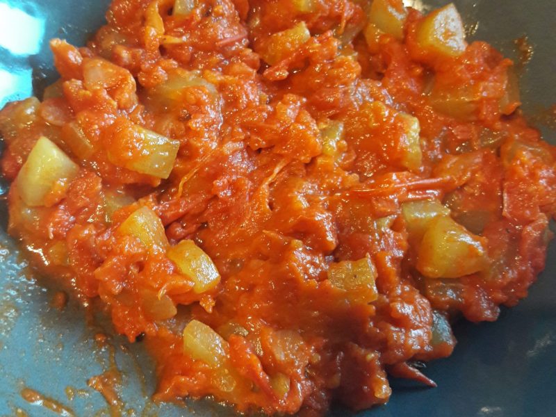 Concombre cuit lardons tomate paprika au Thermomix - Cookomix