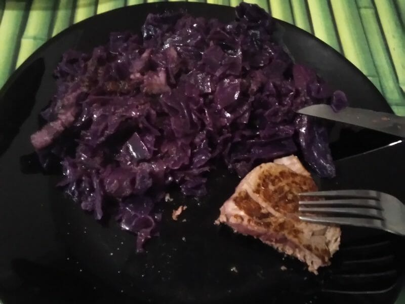 Chou rouge, lardons et pommes au Thermomix - Cookomix