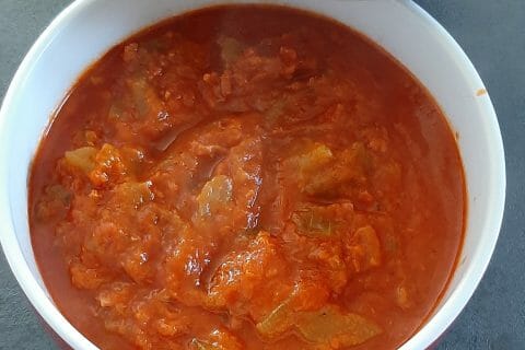Concombre cuit lardons tomate paprika au Thermomix - Cookomix