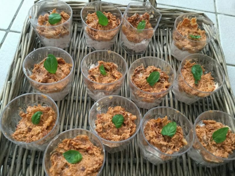 Verrines mousse de jambon et pesto de tomates confites au Thermomix ...