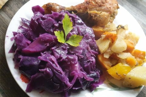 Chou rouge, lardons et pommes au Thermomix - Cookomix