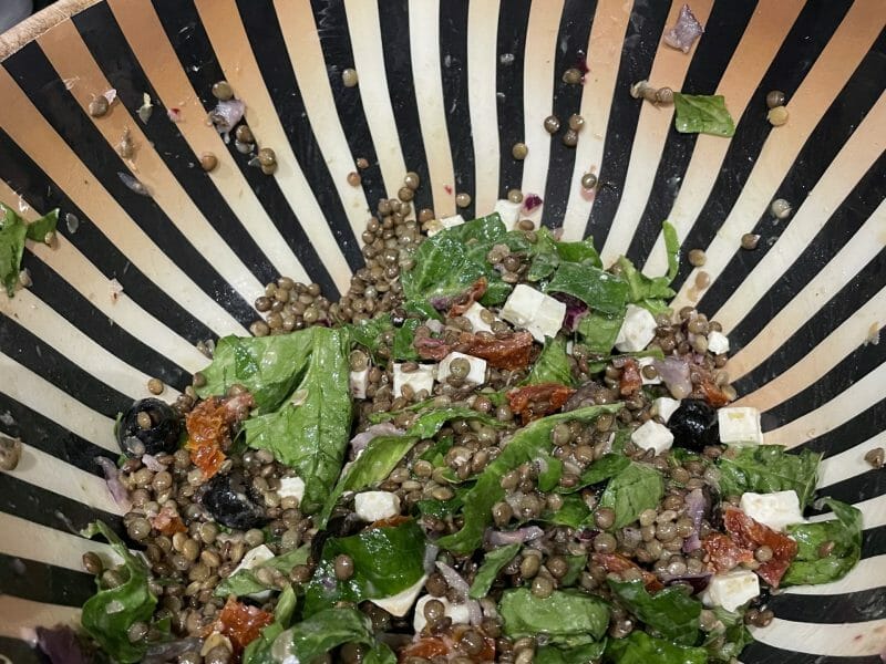 Salade de lentilles à la grecque au Thermomix - Cookomix