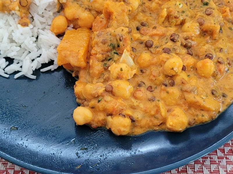 Curry de butternut, pois chiches et lentilles au Thermomix - Cookomix
